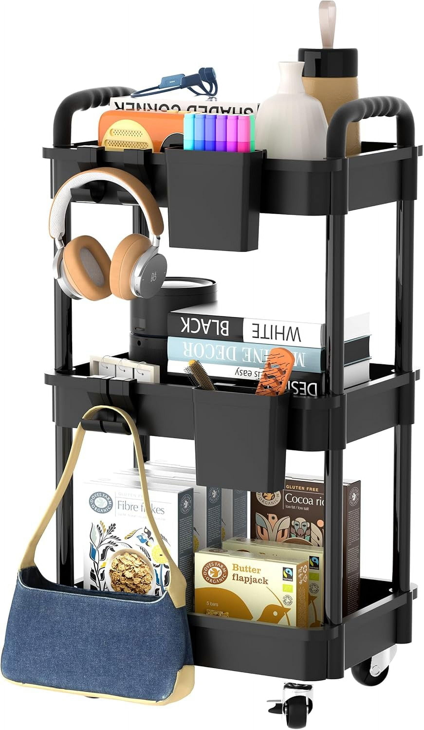tfcxsdr Utility Rolling Cart Storage Cart with Lockable Caster Wheels ...
