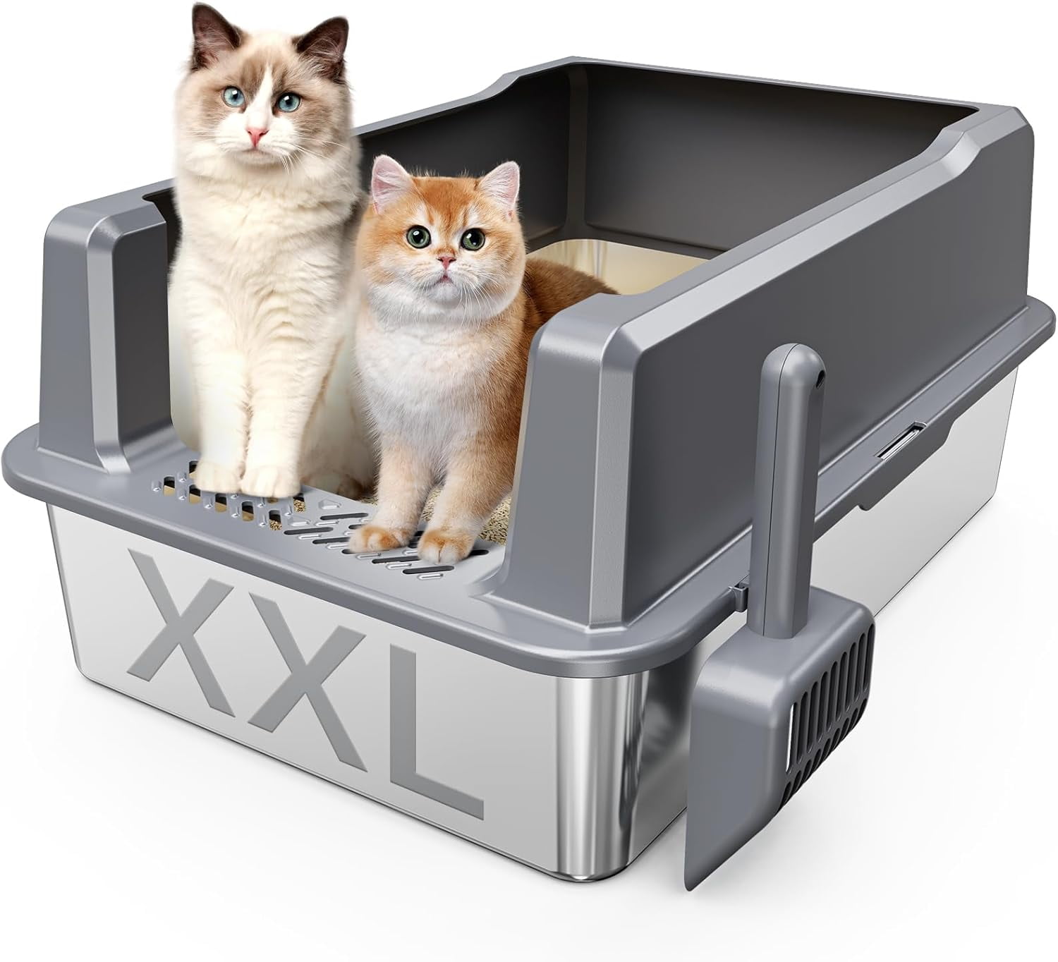 tfghnbc vXXL Stainless Steel Cat Litter Box with Lid, Odorless XL Metal ...