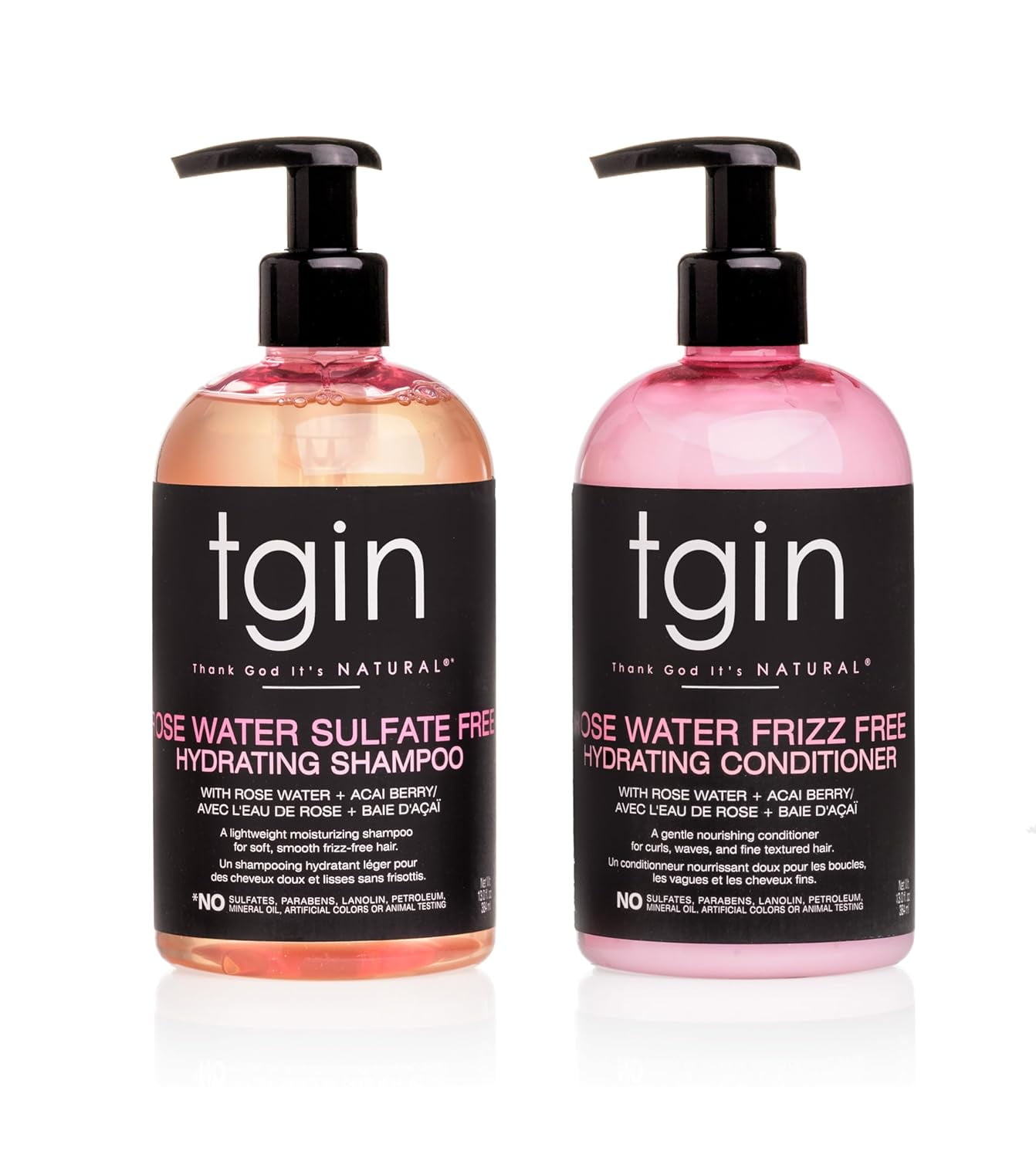 tgin Rose Water Shampoo + Conditioner Duo for Curly, Coily and Wavy ...