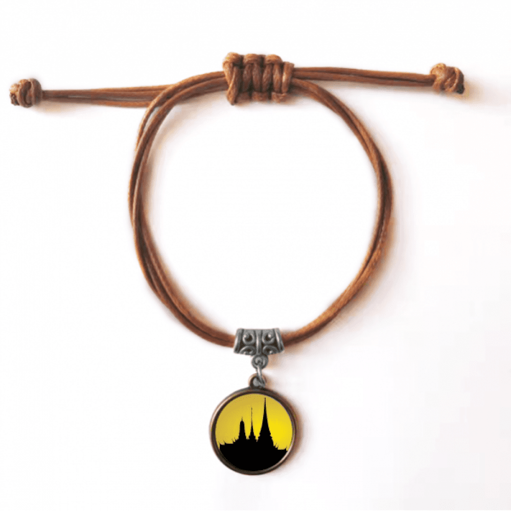 thai culture shadow temple bracelet leather hide wristband brown ...