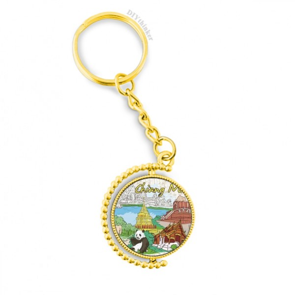 thailand chiang mai panda temple metal connector key chain accessory en ...