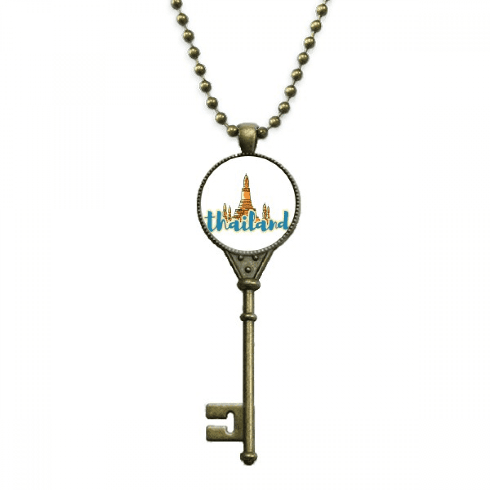 thailand wat haw pha kaew illustration key necklace pendant tray ...