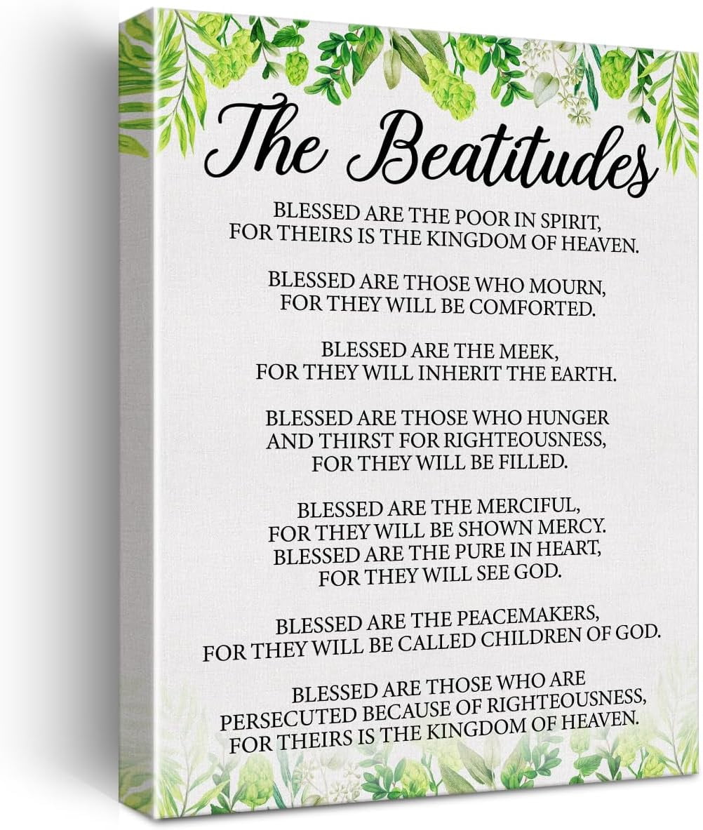 the Beatitudes Scripture Sign Canvas Home Wall Art Decor Bible Verse ...