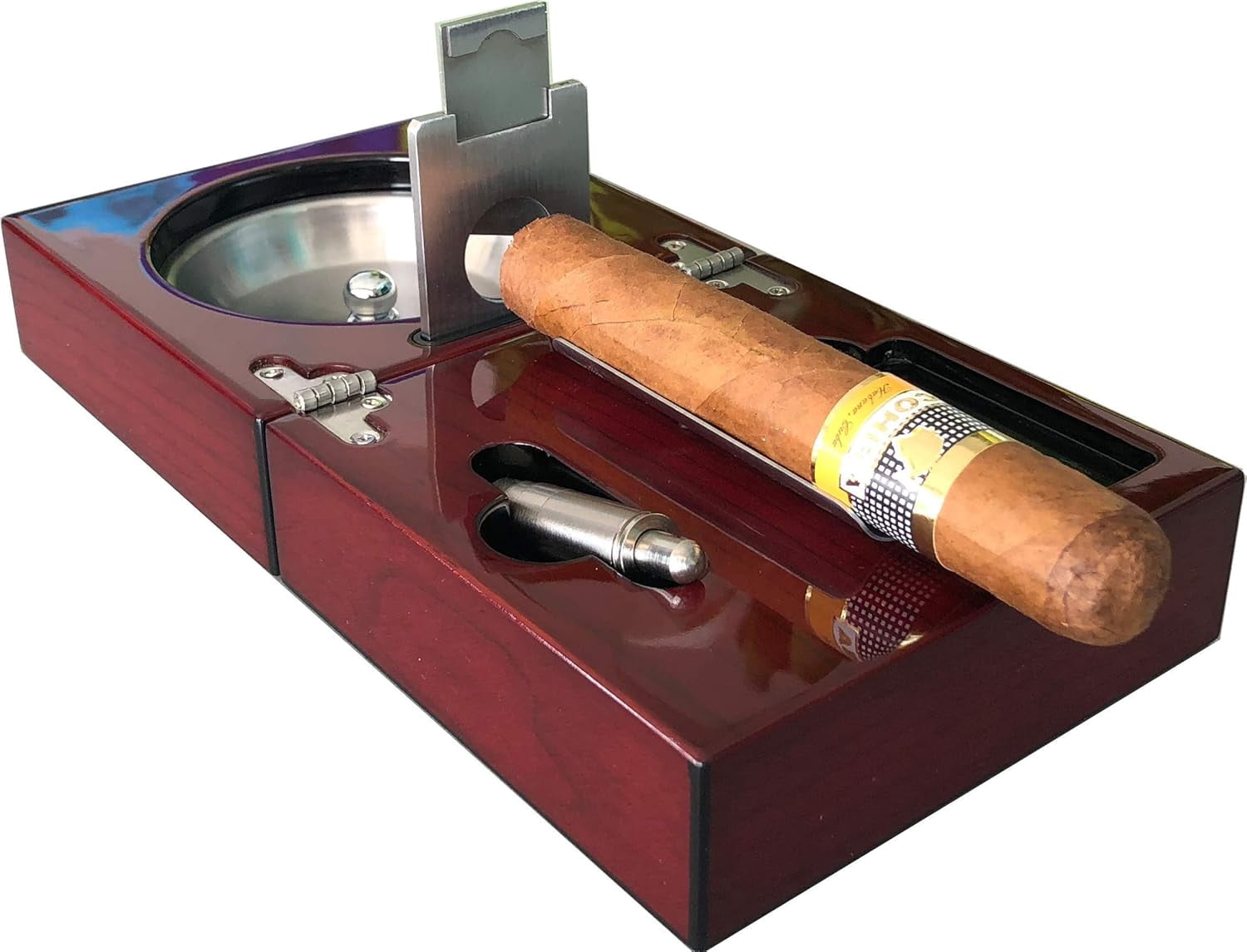 the Compact Ash Tray with Cutter and Punch - 4.75" X 4.75" X 2.8 ...
