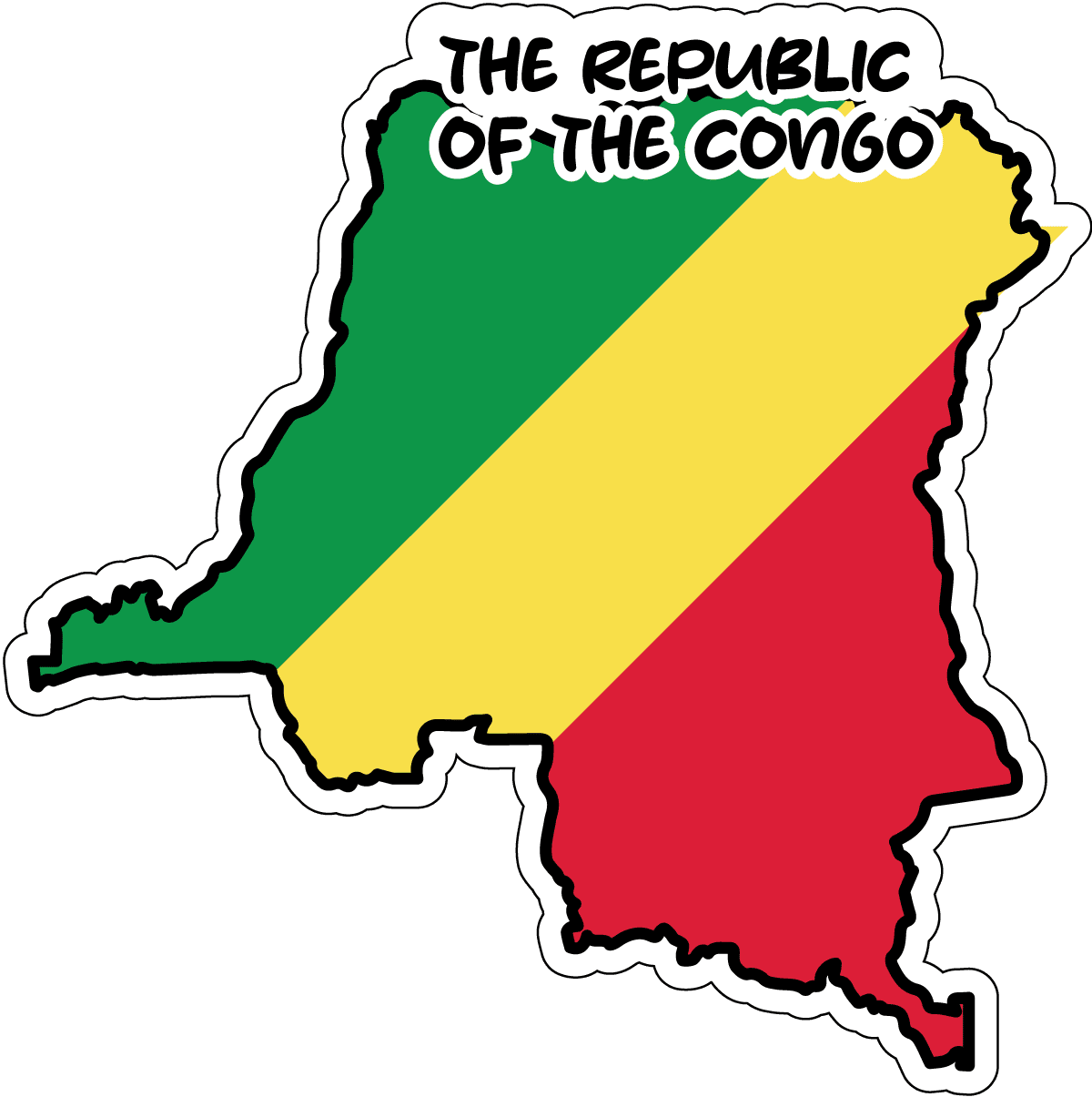 the Republic of the Congo Map Flag Sticker Decal 4 Inches - 4 inch ...