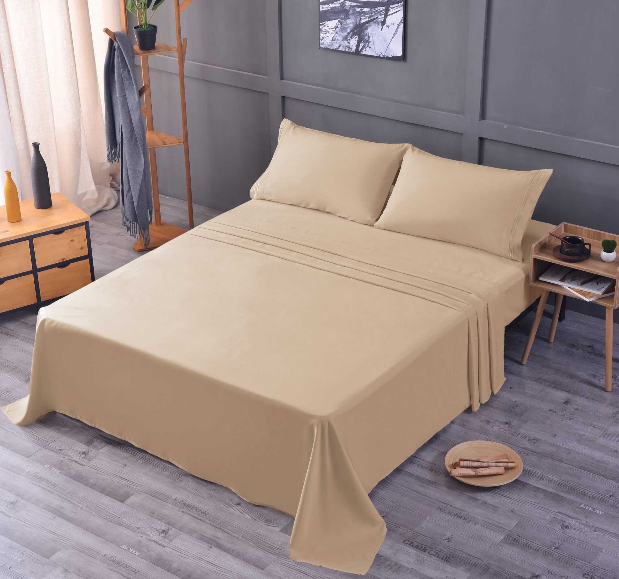 the Season Essentials Wrinkle Free Sheet Sets with Deep Pockets & Stain ...