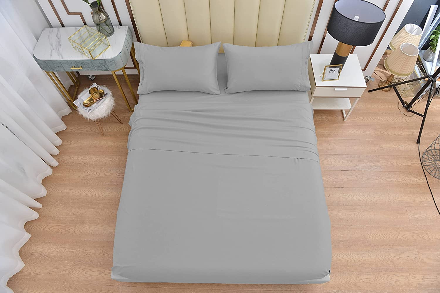 the Season Essentials Wrinkle Free Sheet Sets with Deep Pockets & Stain ...
