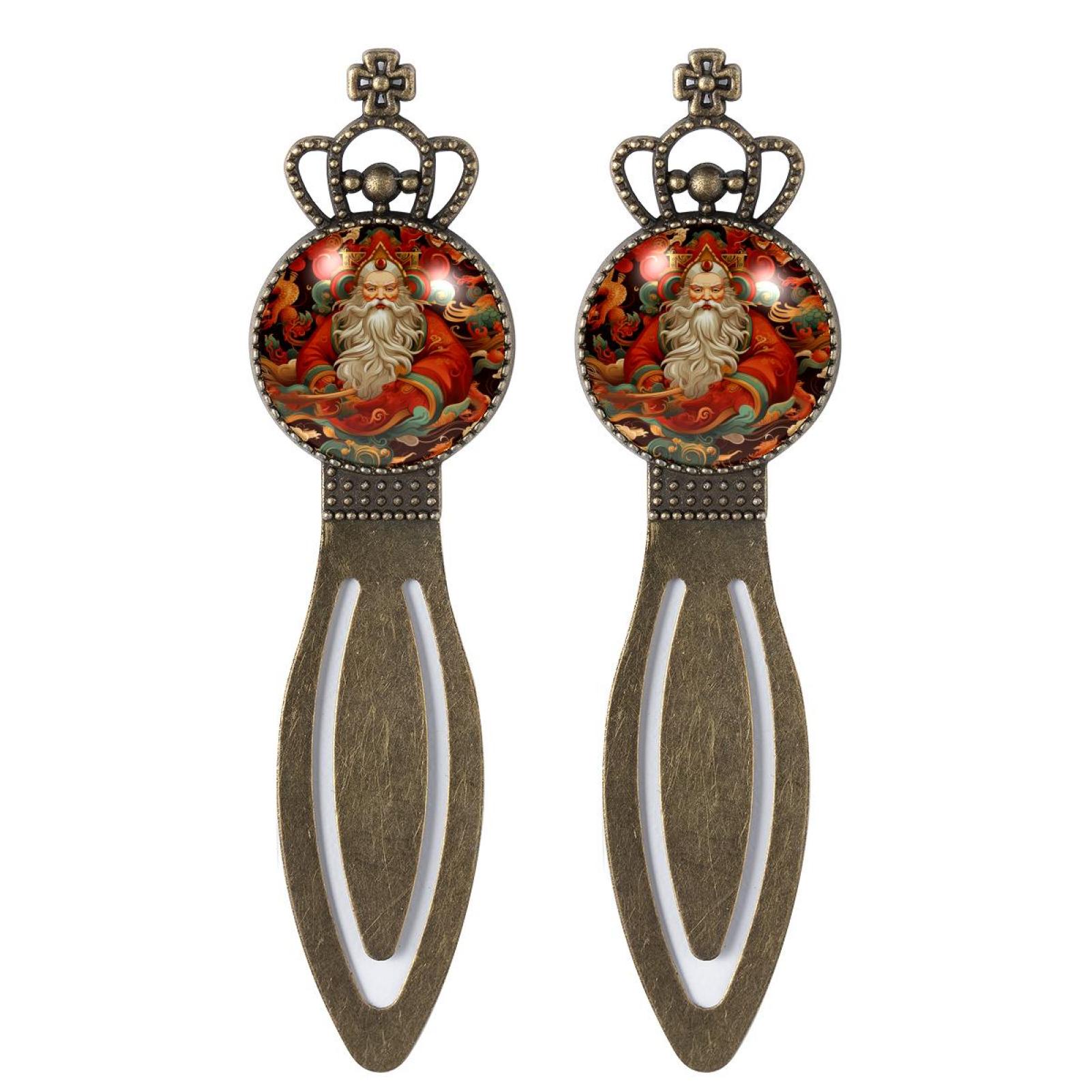 the god of wealth Set of Two Crown-Shaped Vintage Copper Bookmarks ...