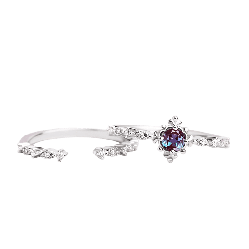thejewelryart Color-Changing Alexandrite Gemstone Engagement Ring Set ...
