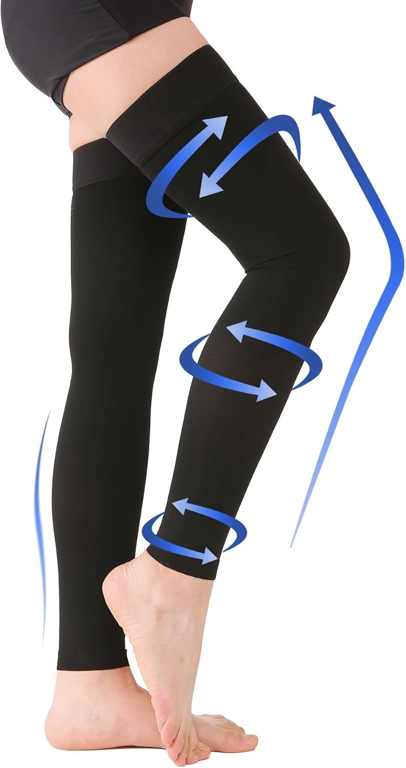 thigh high compression stockings footless, unisex, 15-20mmhg leg ...