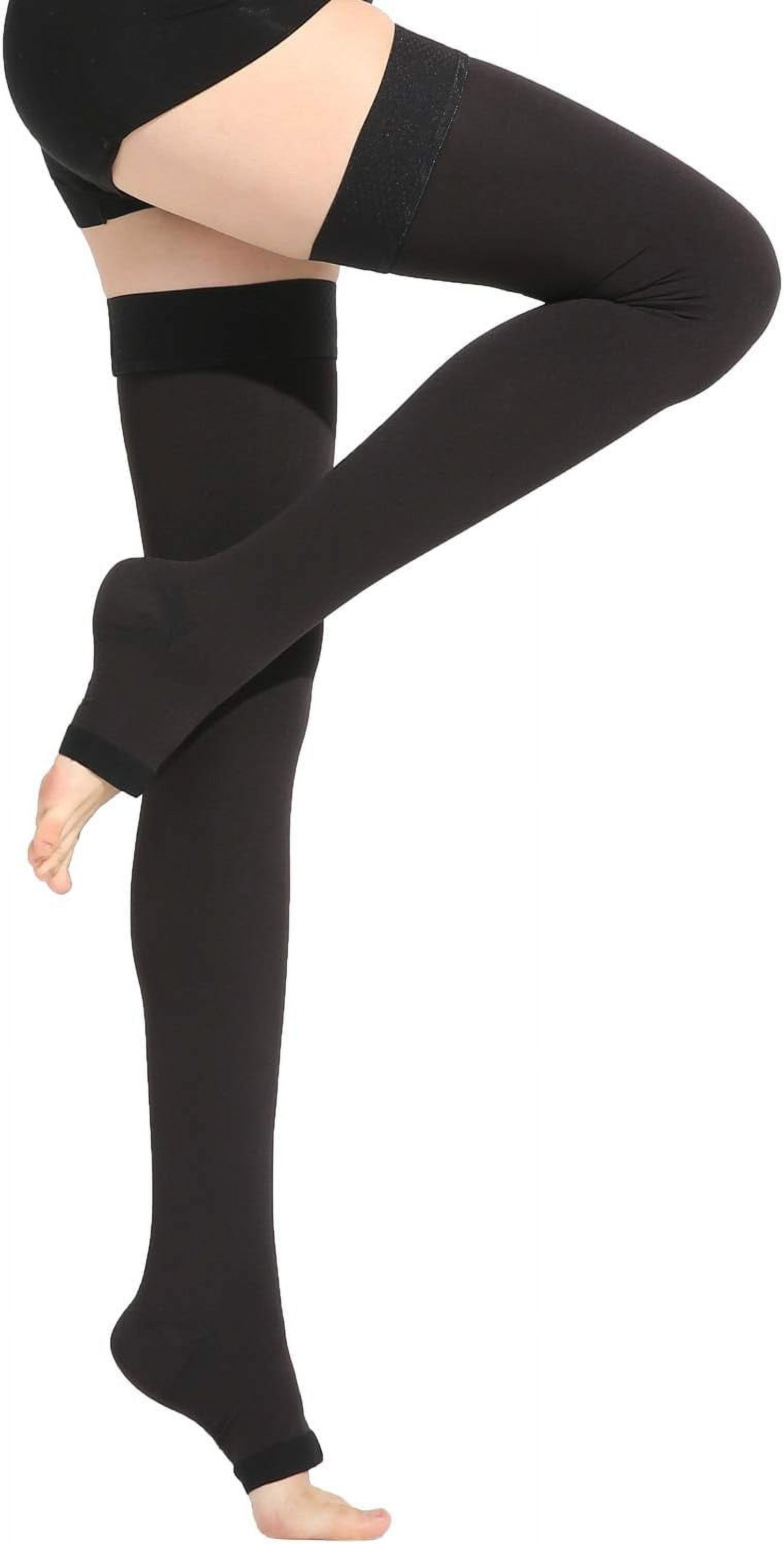 thigh high compression stockings women men, 30-40 mmhg, footless ...