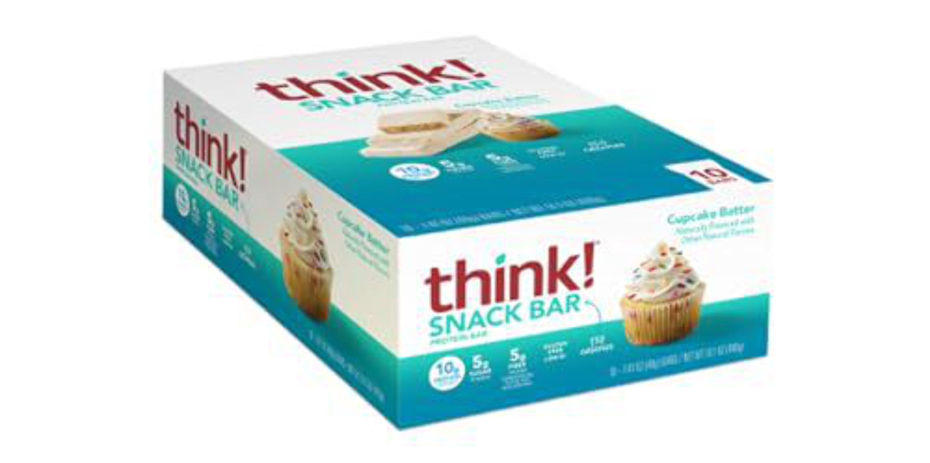 think! Protein + 150 Calorie Bars, Cupcake Batter, 1.41 oz Bar, 10 ...
