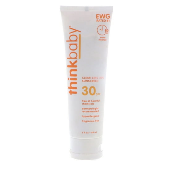 think Thinkbaby®, Clear Zinc 20% Sunscreen, SPF 30, Fragrance Free, 3 ...