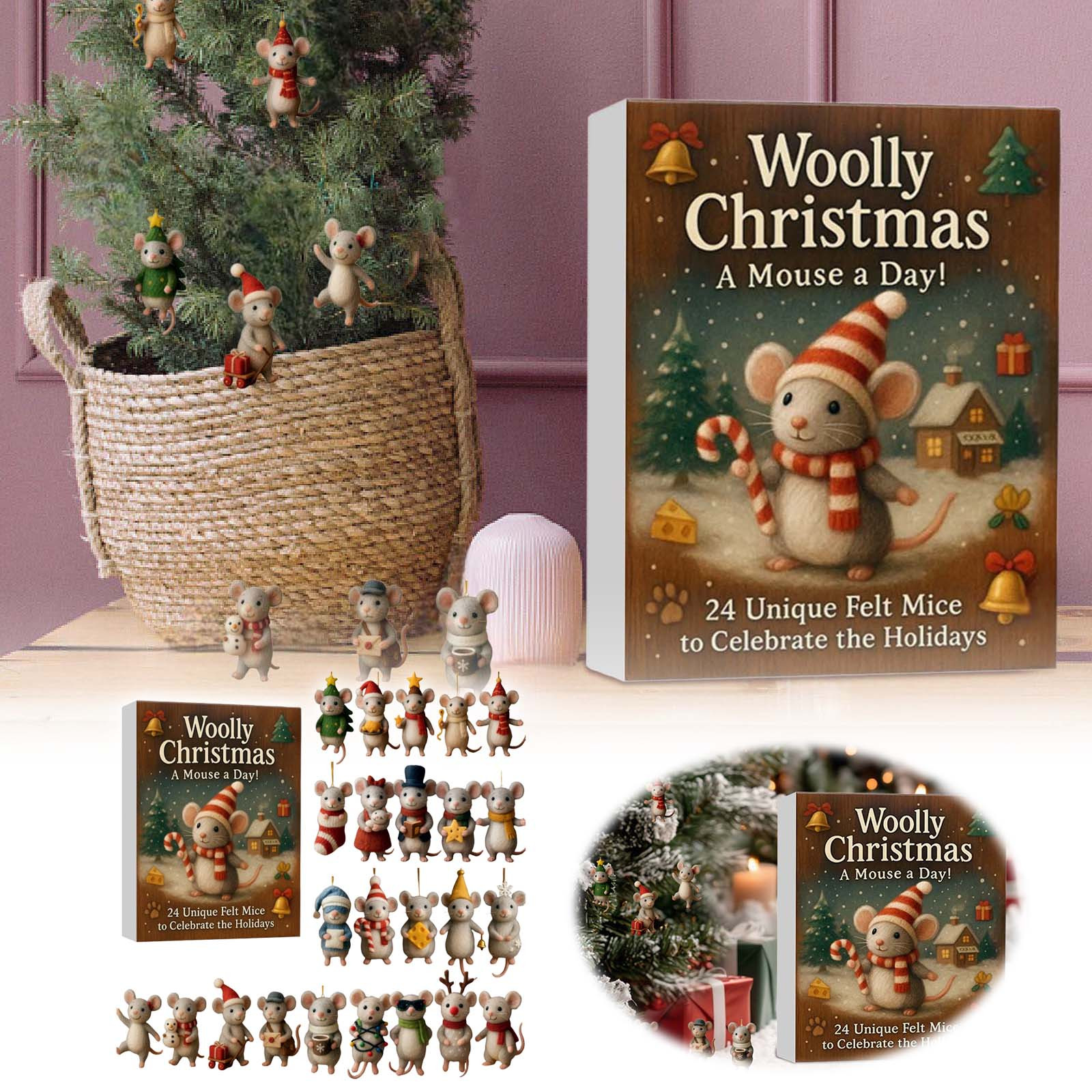 thiot Christmas Woolly Mouse Advent Calendar, 24-Day Holiday Countdown ...