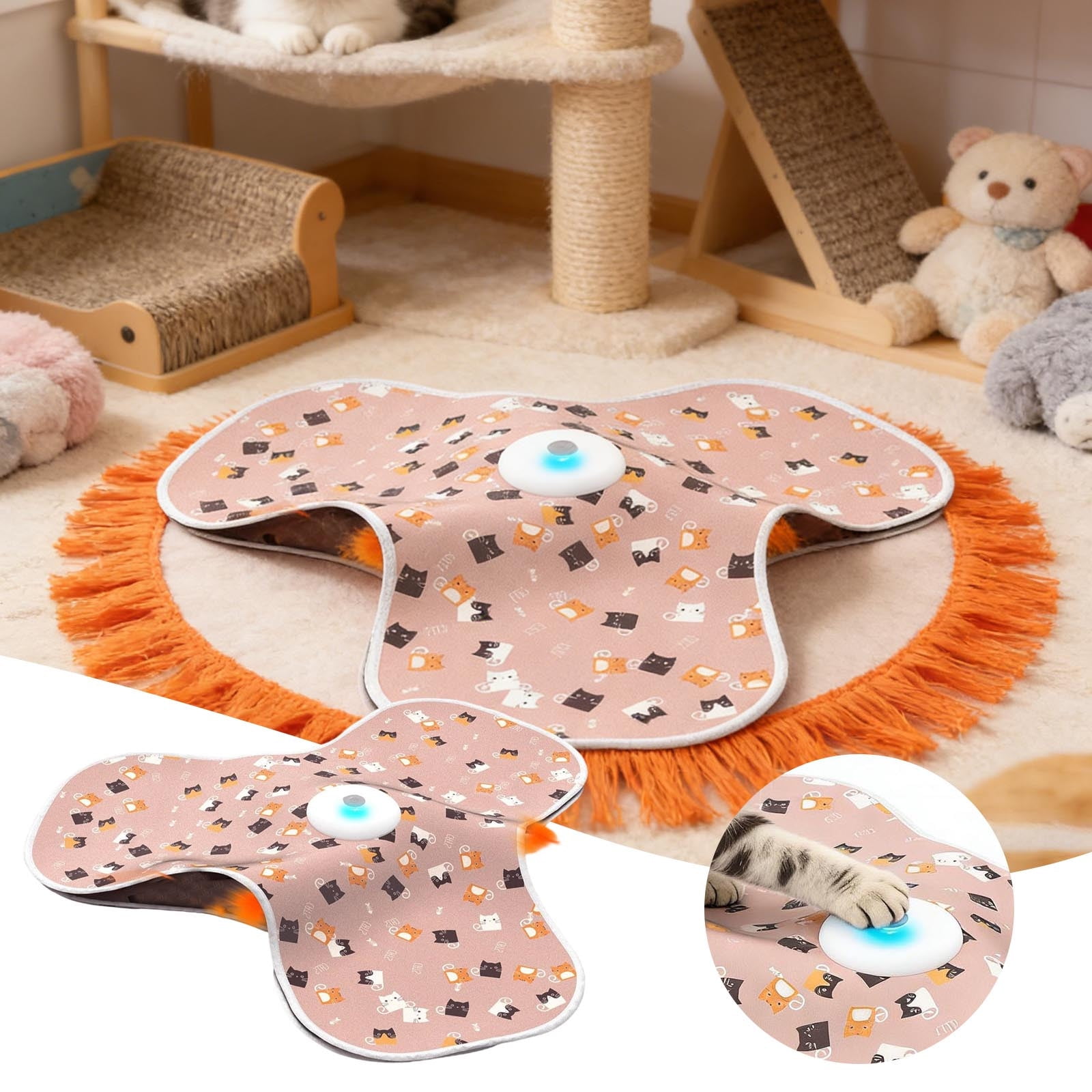 thosestan Cat Play Mat - Interactive Rolling Rechargeable Accessory ...