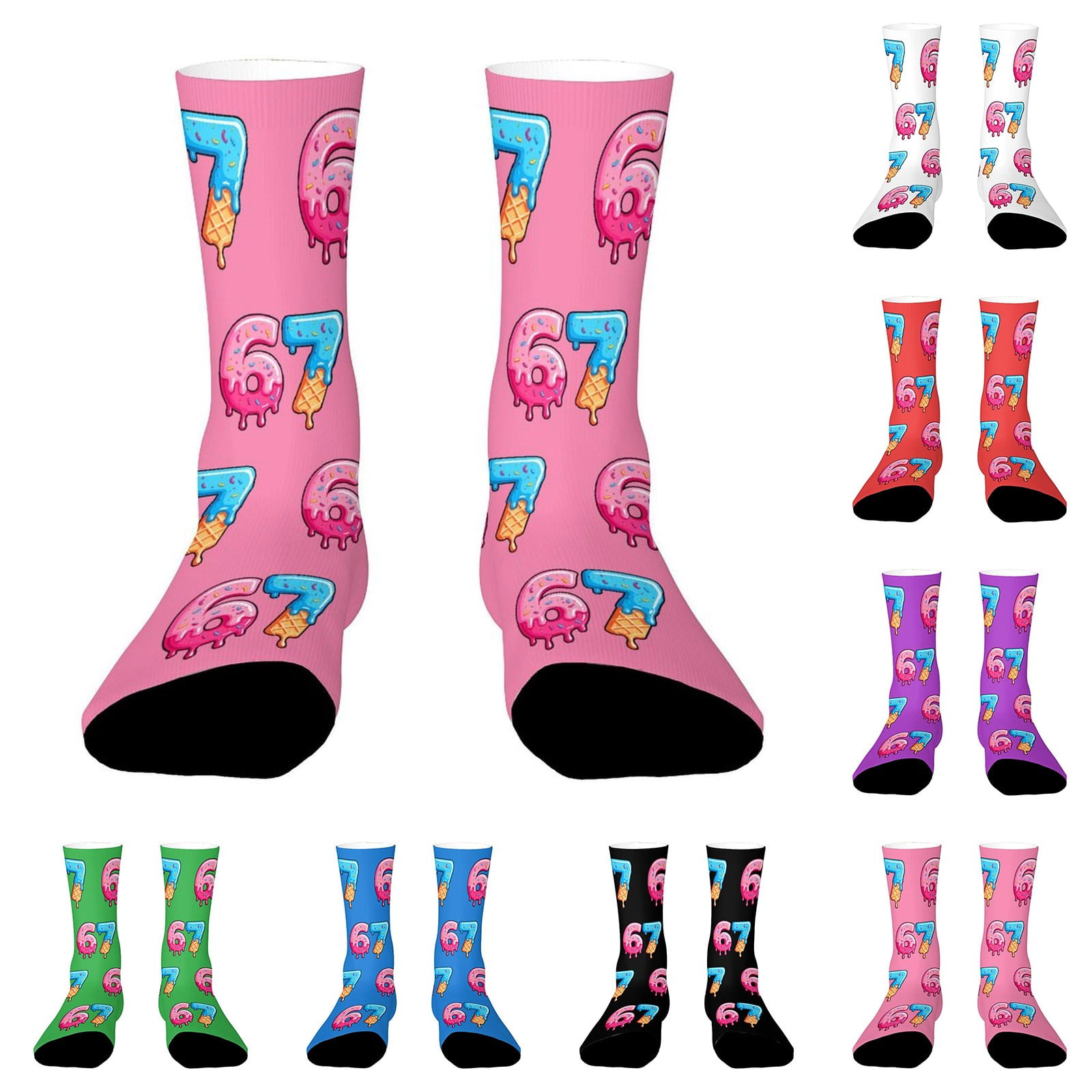 thosestan Six Seven 67 Socks Ice Cream for Men Women,Funny 67 Christmas ...