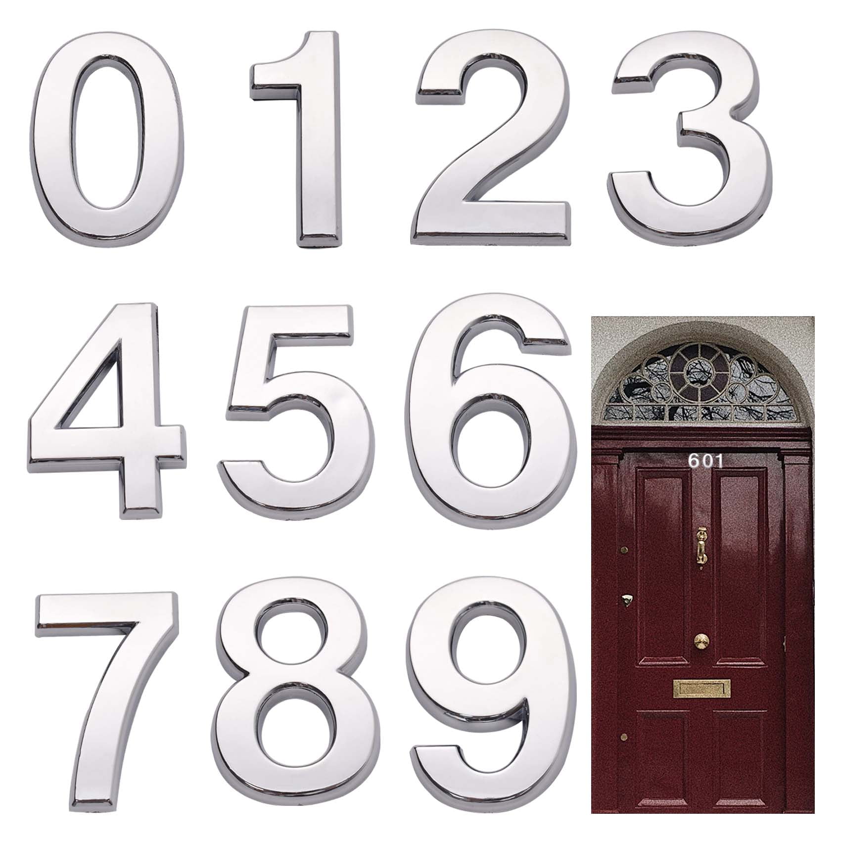 thovorrnl 1.6" x 2.8" Plastic Silver Mailbox Numbers, 3D Self-Adhesive ...