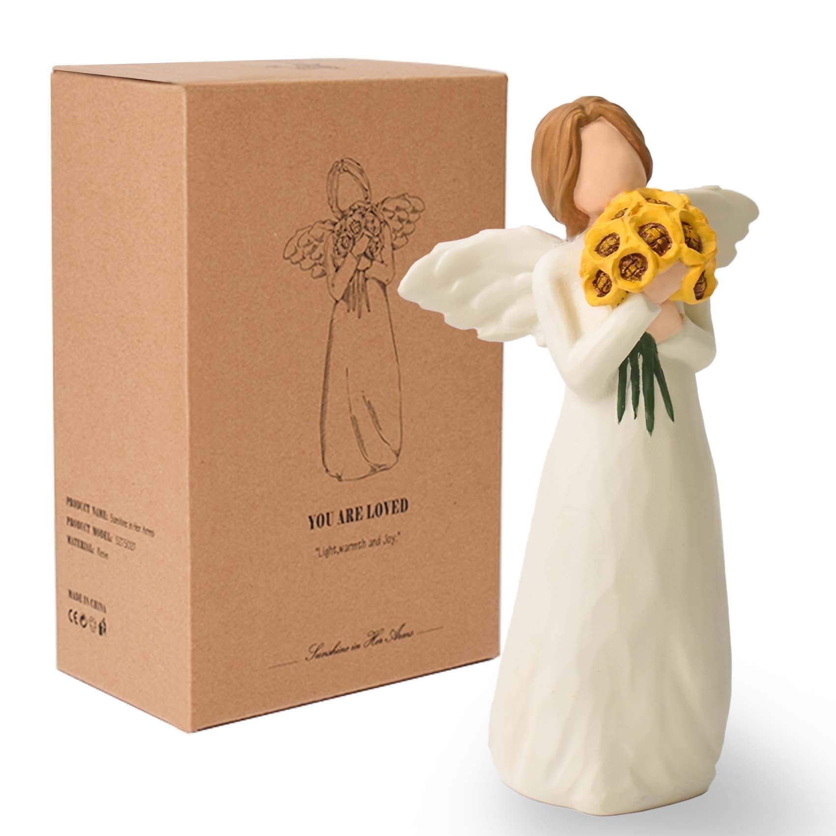 thovorrnl Angels Figurines, Guardian Angel Statue Holding Sunflowers ...