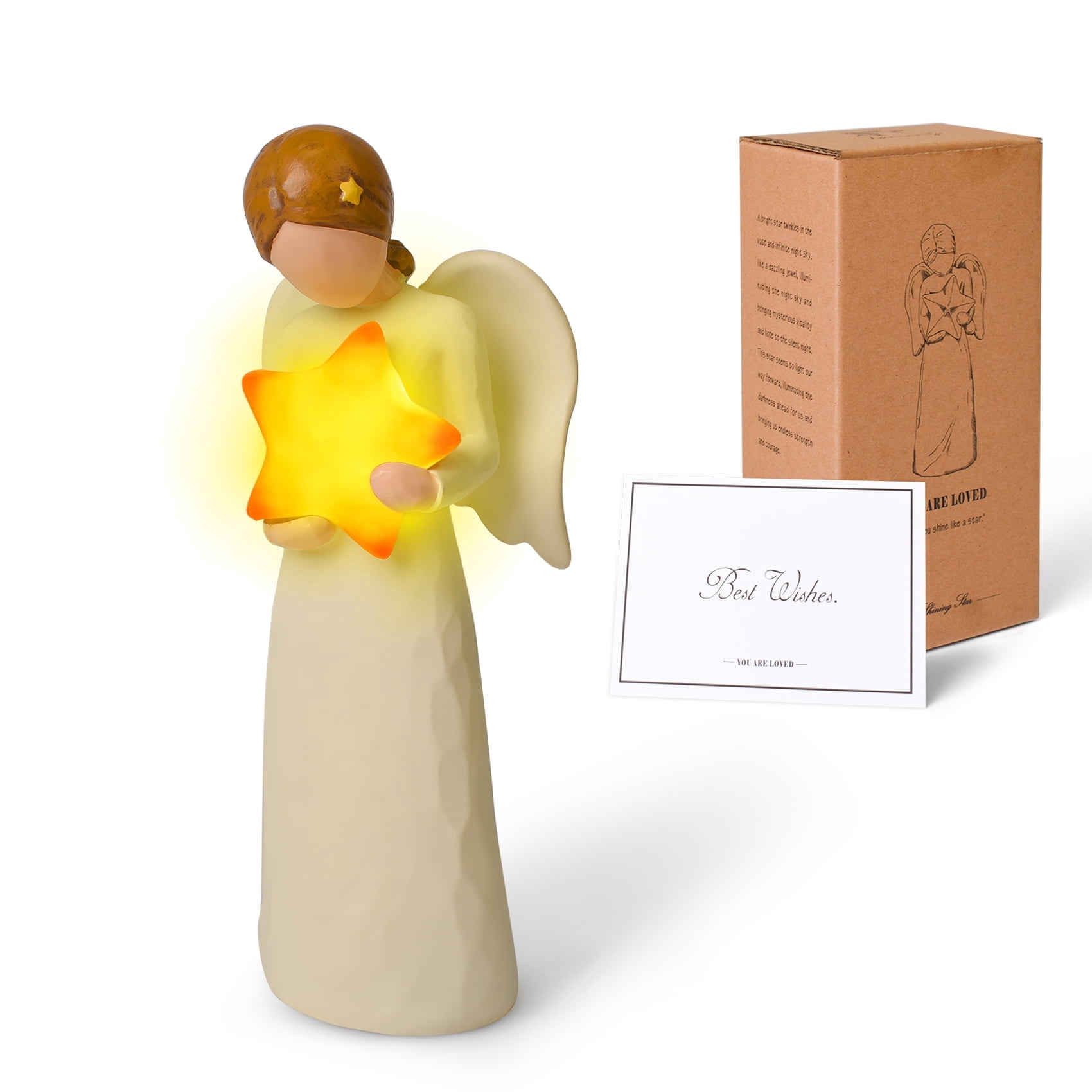 thovorrnl Guardian Angel Figurines Holding Glowing Stars, Angels ...