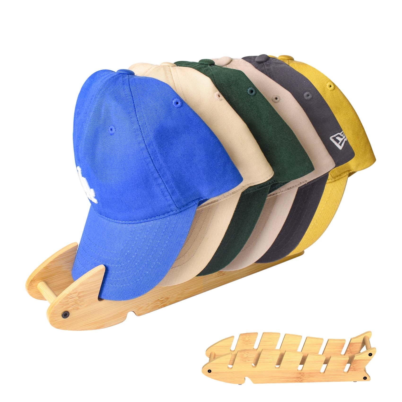 thovorrnl Hat Organizer for Baseball Caps, Bamboo Hat Rack for 6 Hats ...