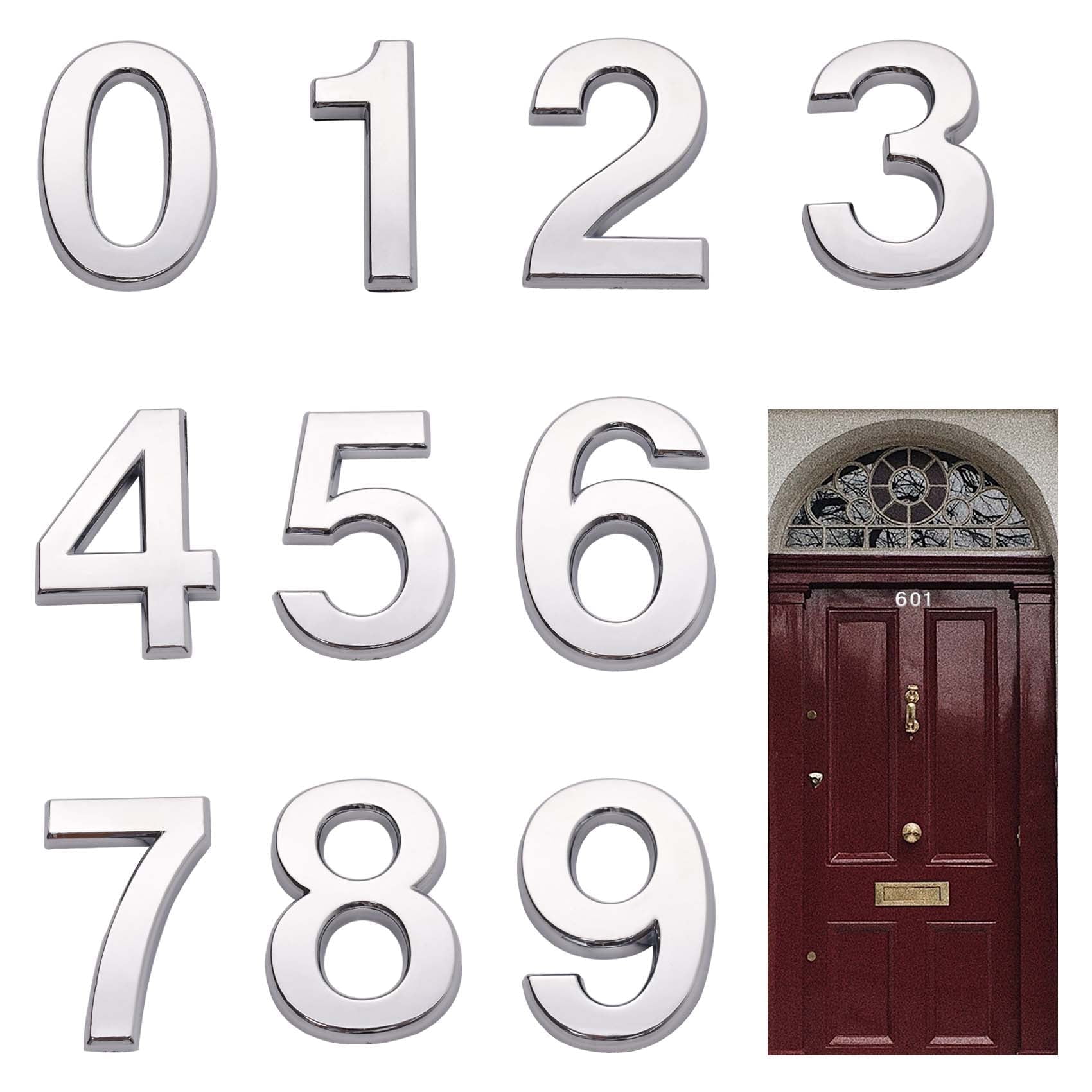 thovorrnl Plastic Silver Mailbox Numbers, 3D Self-Adhesive House ...