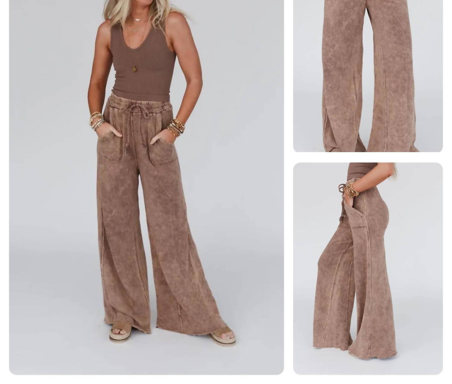 three bird nest Wide Leg French Terry Pants - Walmart.com