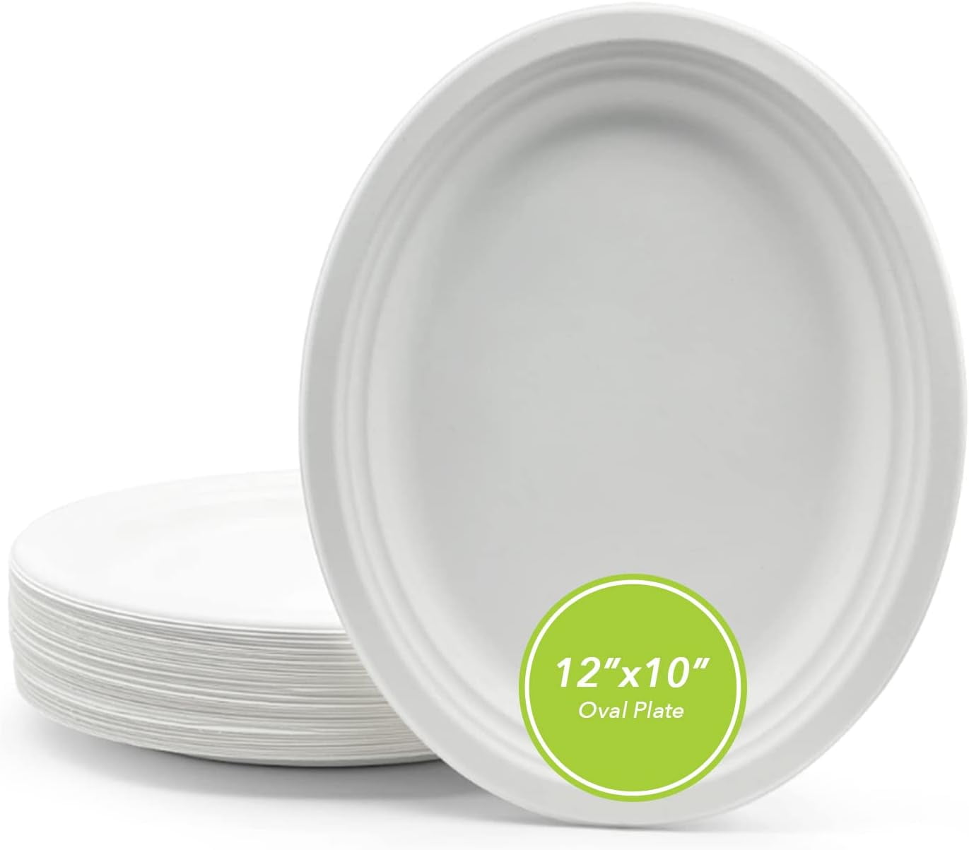 three leaf 12" X 10" BAGASSE OVAL PLATE, 500 Ct. Heavy-Duty- Super ...