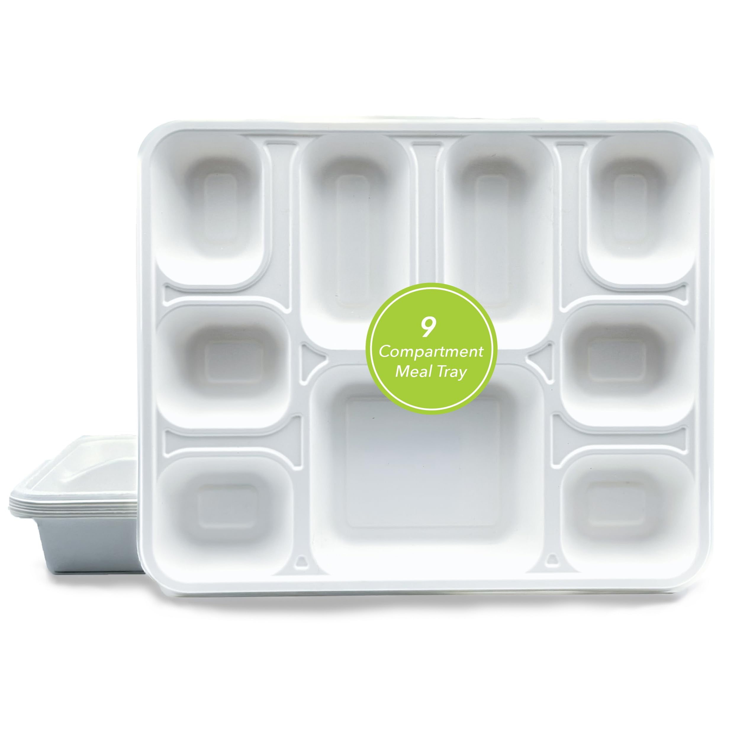 three leaf 9 COMPARTMENT MSF2 BAGASSE RECTANGULAR PLATE, 25 Ct. Heavy ...