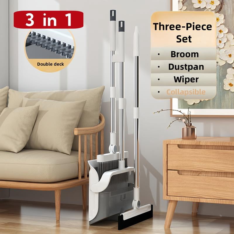 A three-piece home cleaning set,Broom and Dustpan Set，a long-handle ...