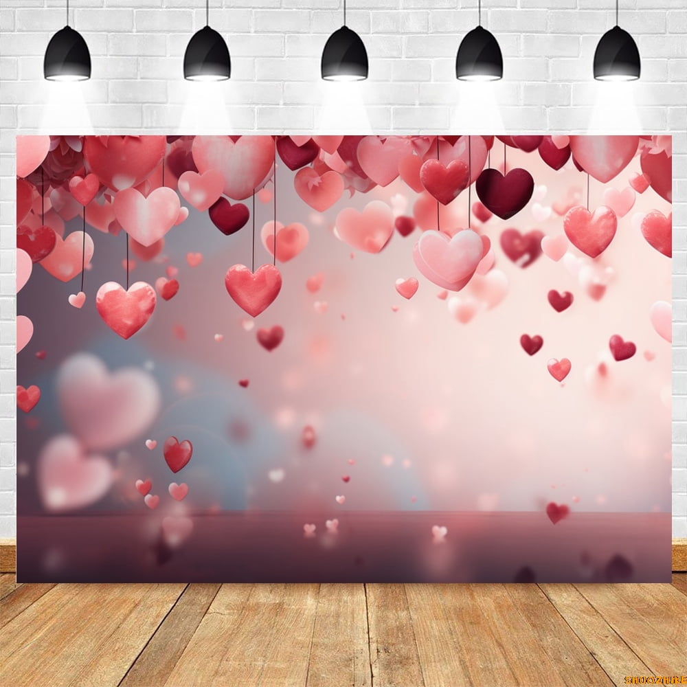 tic February 14 Valtine's Day Backdrop Floral Red Love Heart Balloon ...