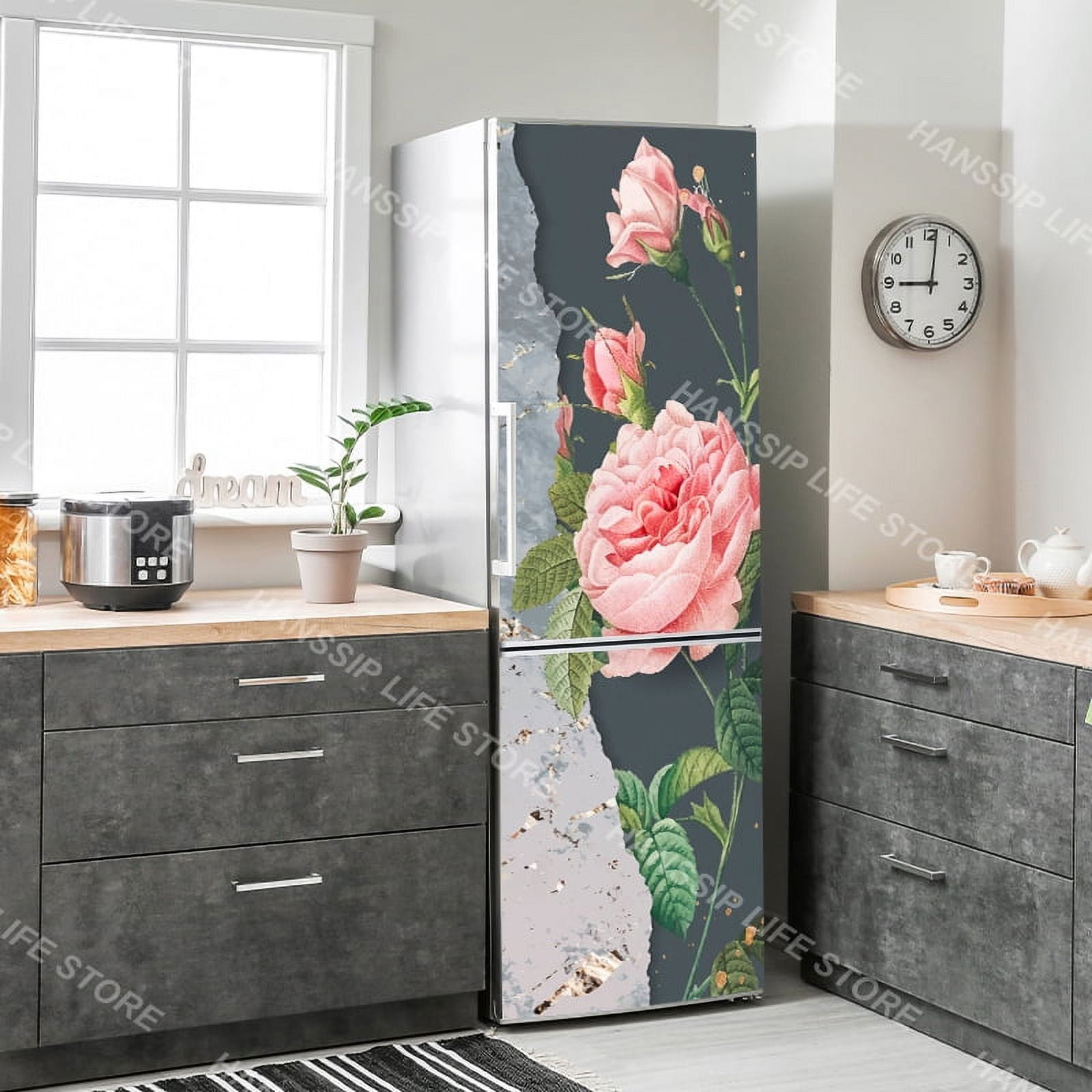 tic Flowers Refrigerator Sticker Plain Wallpaper Removabke Kitchen ...