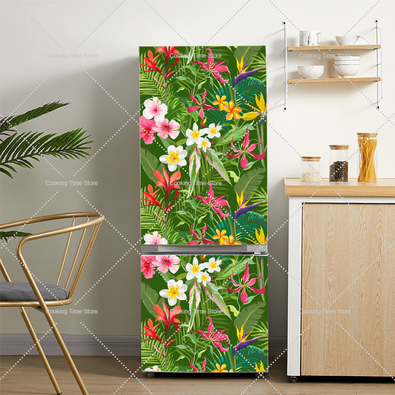 tic Little Flower Fridge WrapMural Sticker Refrigerator Wrap PVC Vinyl ...