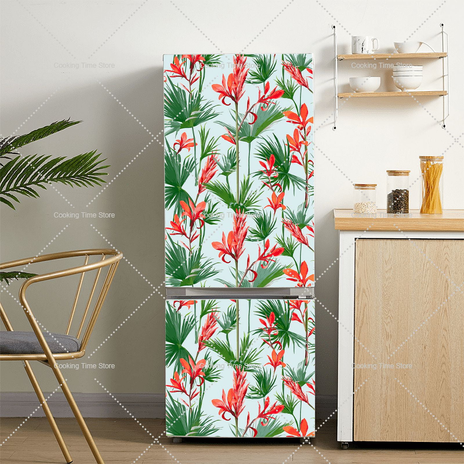 tic Little Flower Fridge WrapMural Sticker Refrigerator Wrap PVC Vinyl ...