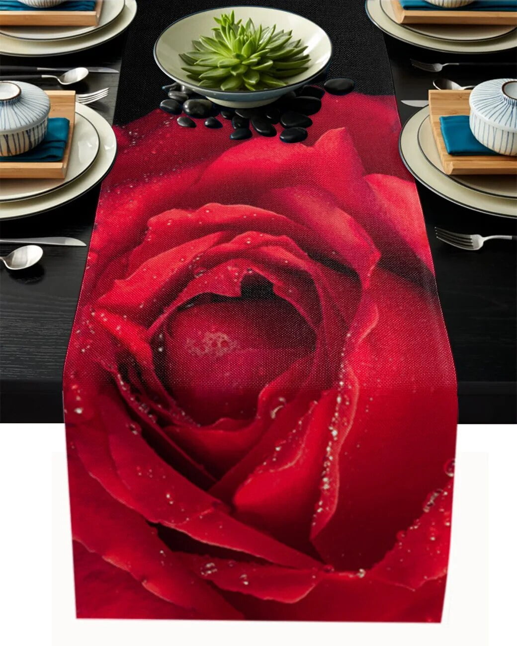 tic Pink Rose Pattern Decoration Table Flag Hotel Wedding Decoration ...