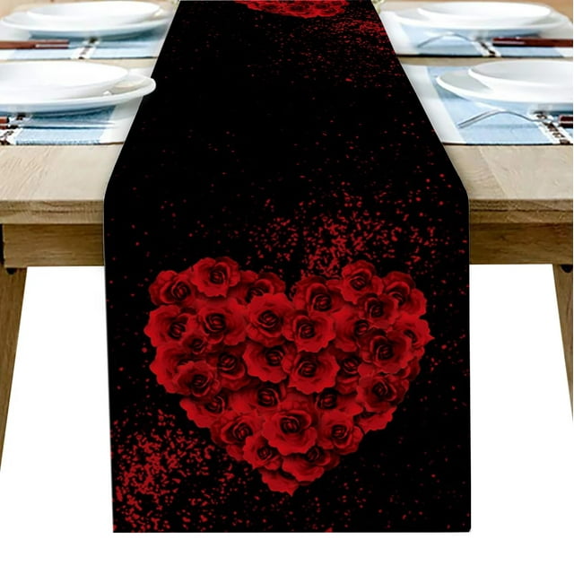 tic Pink Rose Pattern Decoration Table Flag Hotel Wedding Decoration ...