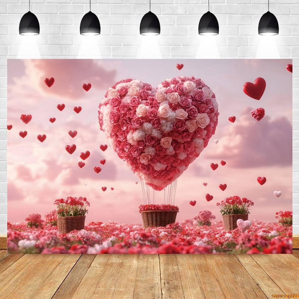 tic Valtines Day Backdrop for Photography Love Heart Rose Flowers Hot ...