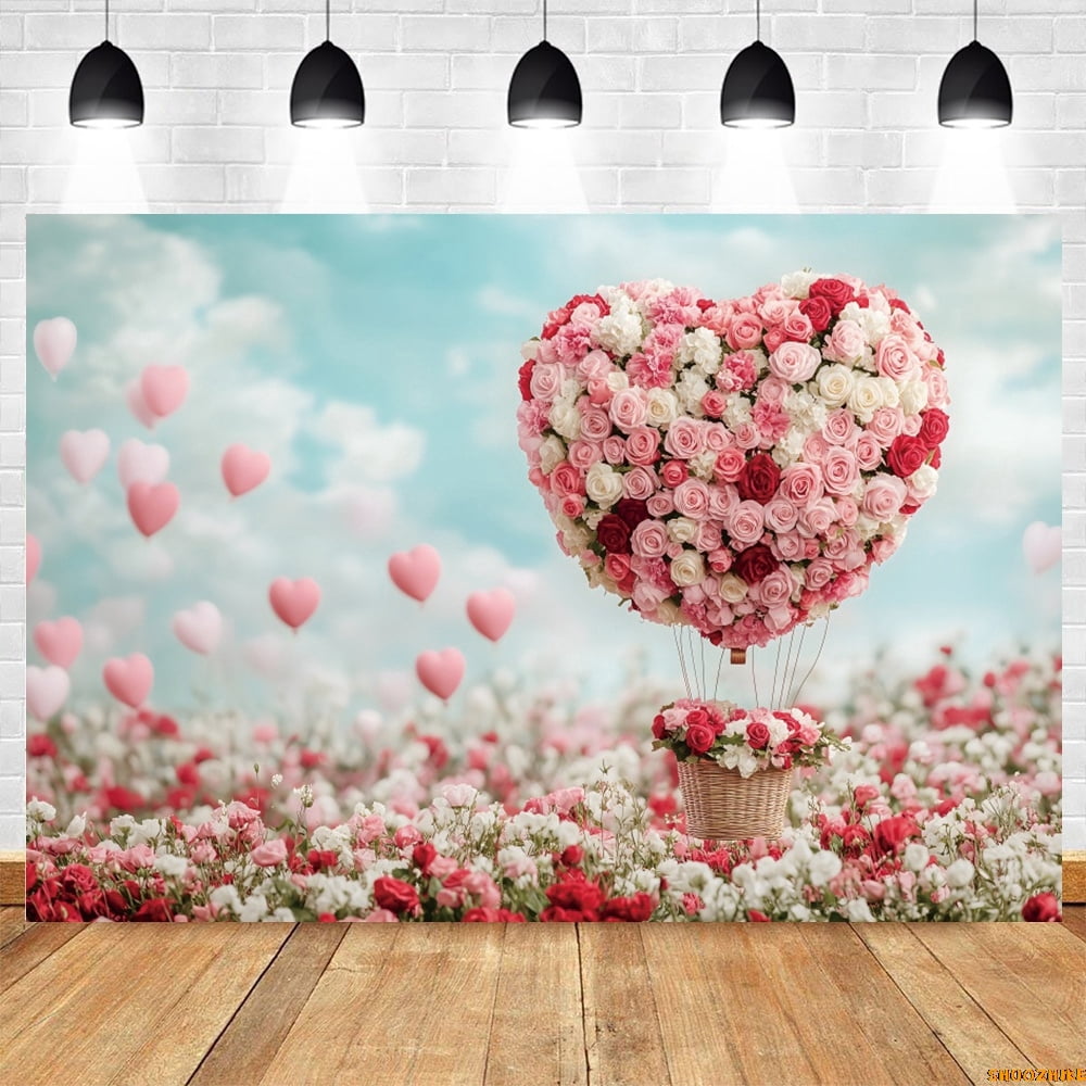 tic Valtines Day Backdrop for Photography Love Heart Rose Flowers Hot ...