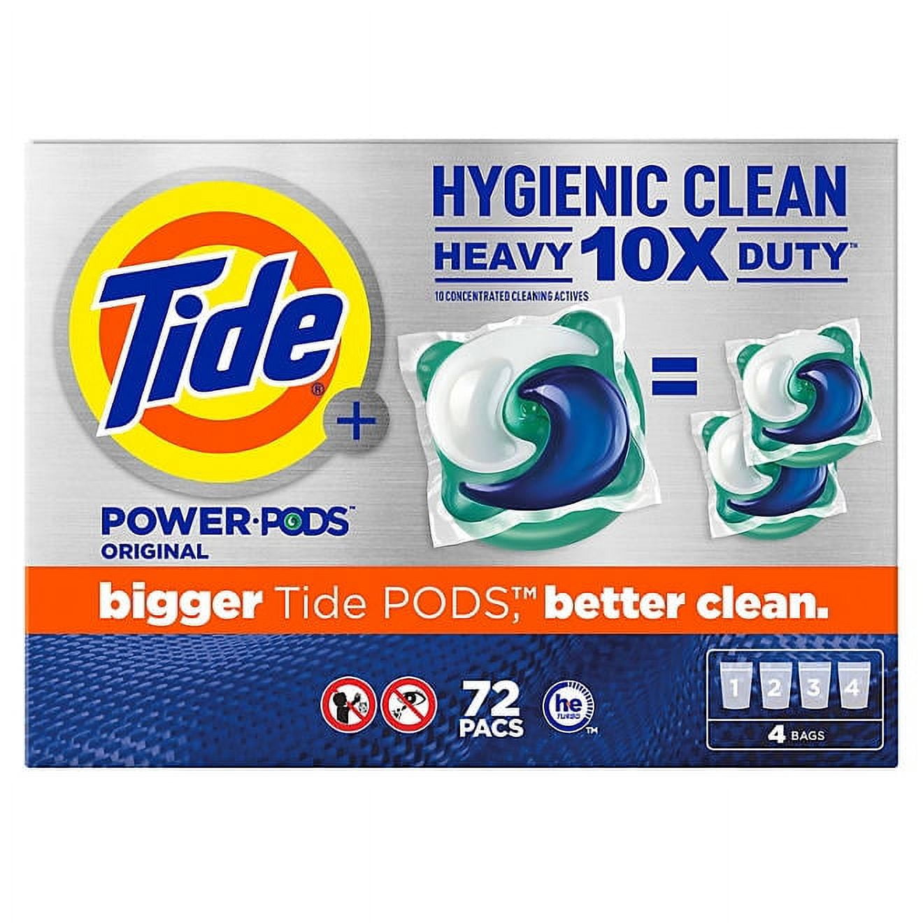 tide power pods heavy duty liquid laundry detergent pacs hygienic clean ...
