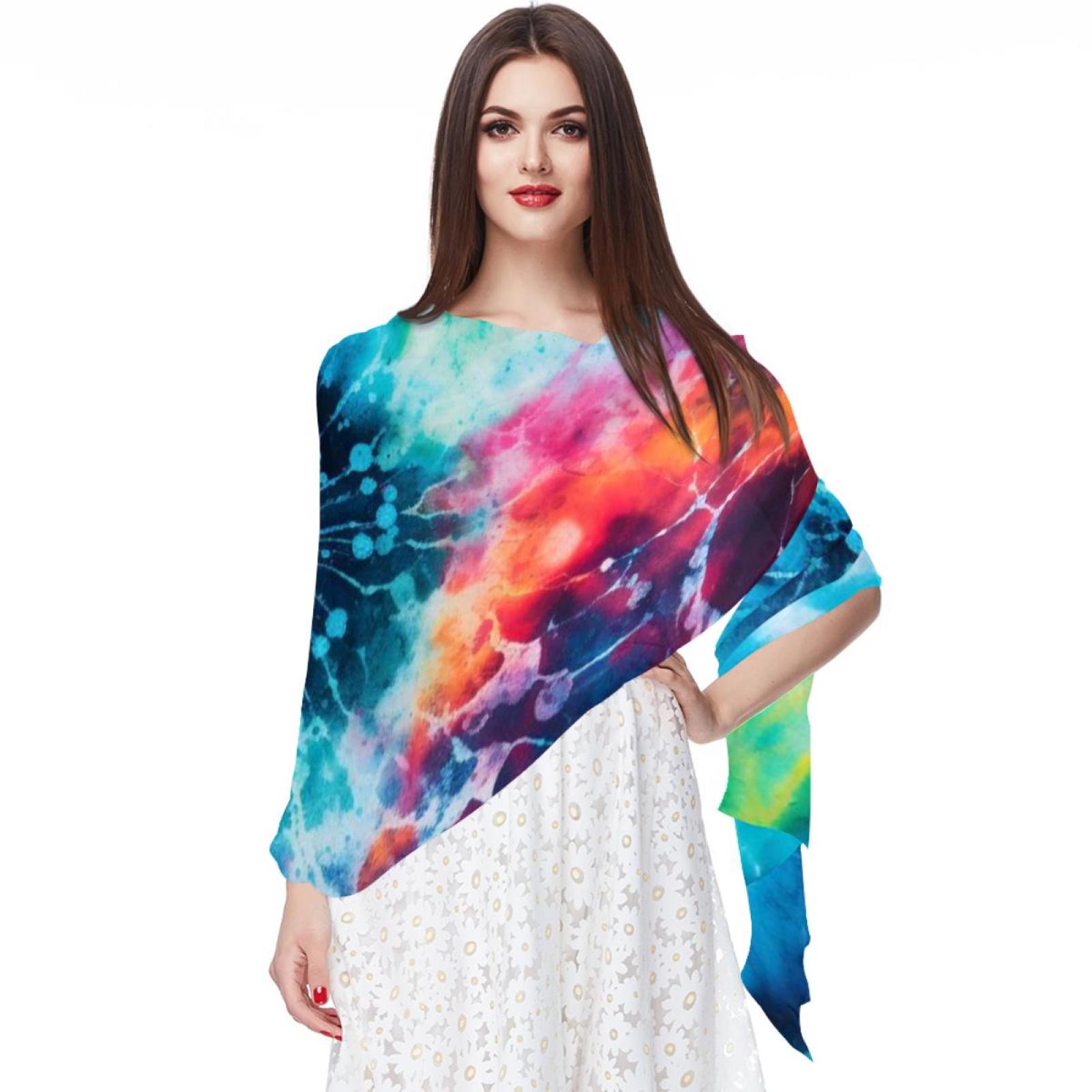 tie dye115 Elegant Silk Scarf - Translucent Chiffon Yarn - Lightweight ...