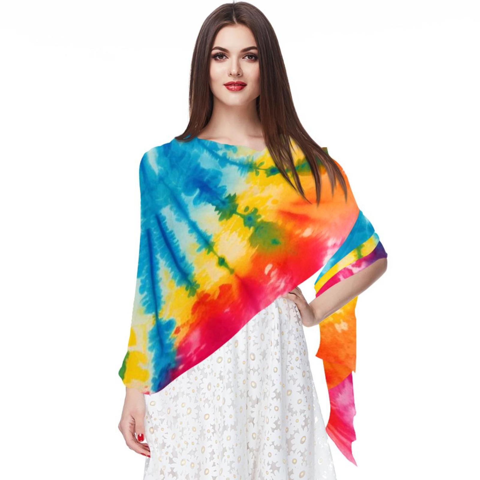 tie dye20 Chic Chiffon Yarn Head Scarf - Translucent Light and ...