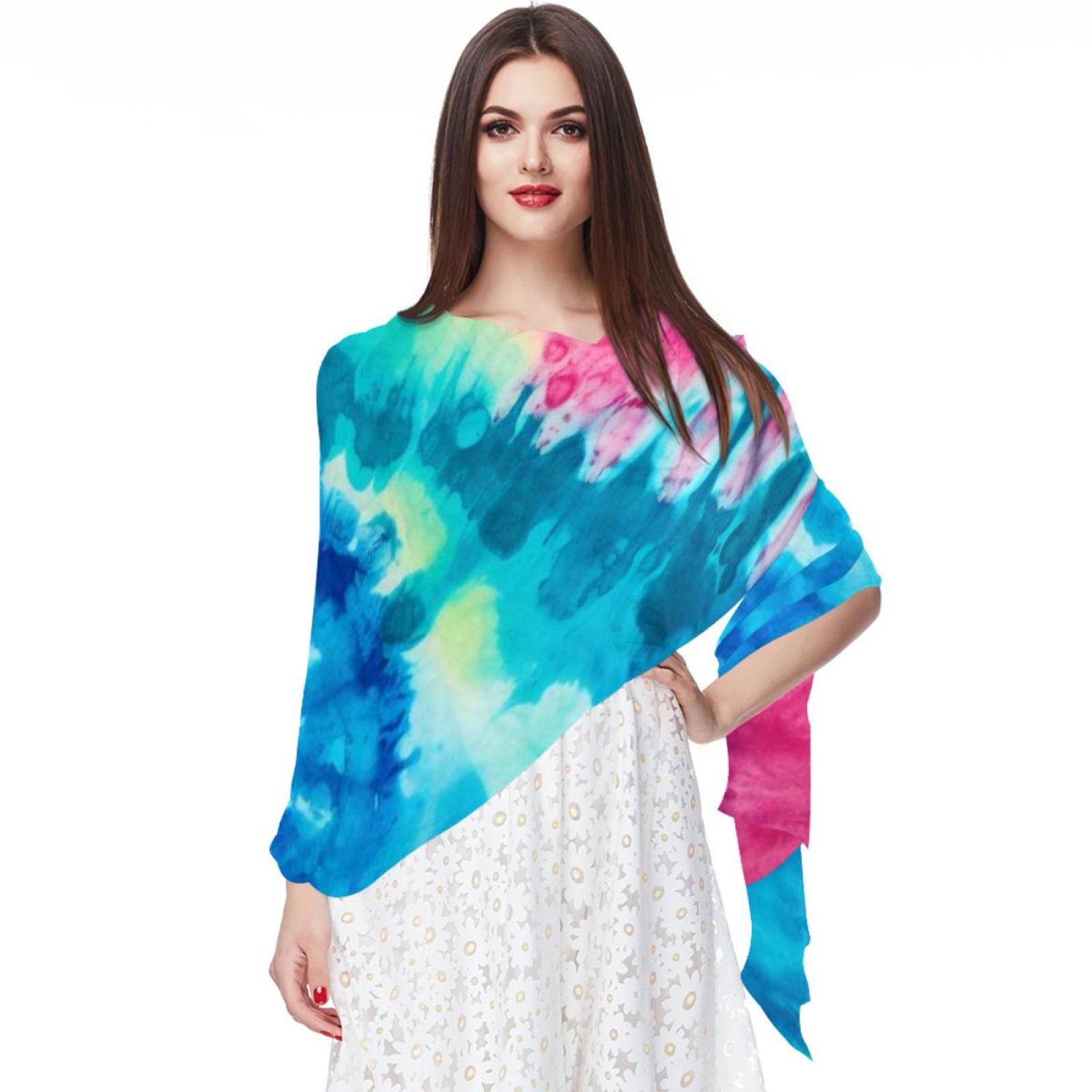tie dye38 Translucent Chiffon Yarn Silk Scarf - Lightweight and ...