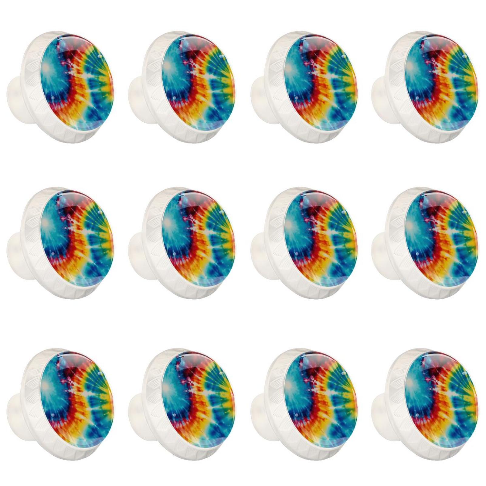 tie dye91 12 Pcs White Round Drawer Pulls with Screws,ABS and Glass ...