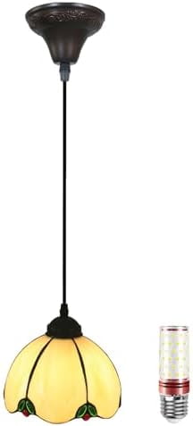 tiffany style small hanging lamp, 8” wide stained glass pendant lights ...