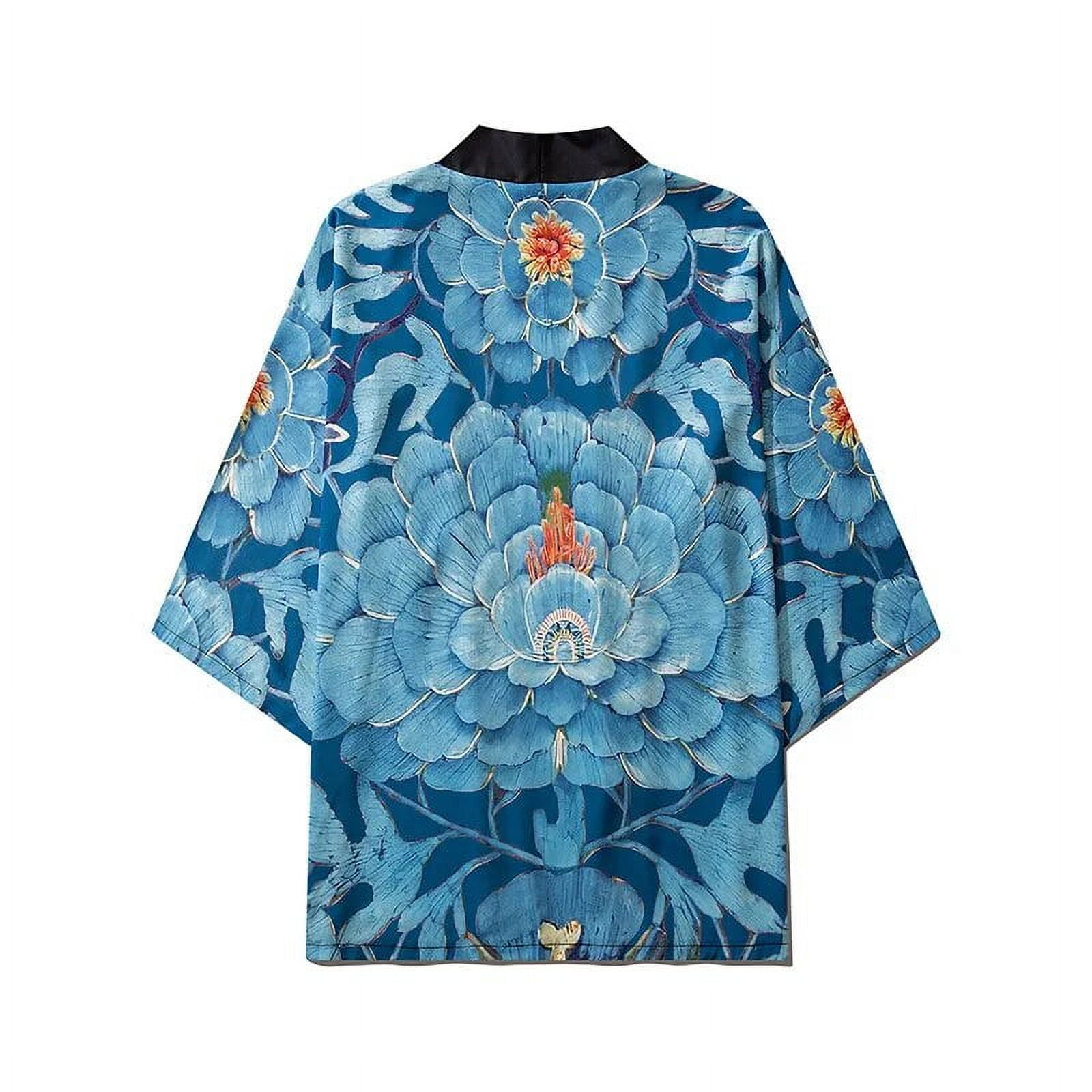 tiktok The same kind Kimono Obi Yukata Haori Floral And Birds Print ...