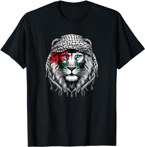 time of Palestine: Lion keffiyeh T-Shirt - Walmart.com