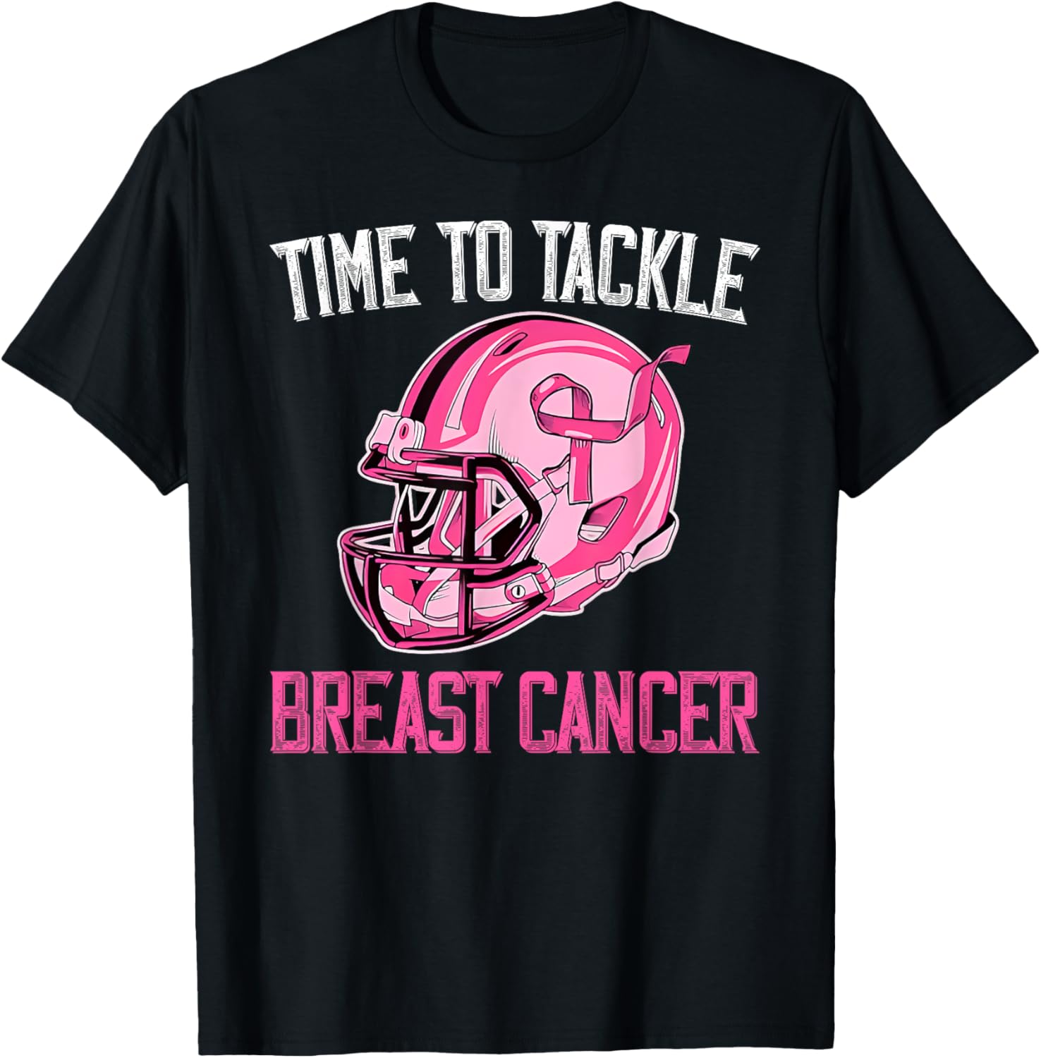 time to tackle breast cancer football helmet ribbon pink T-Shirt ...