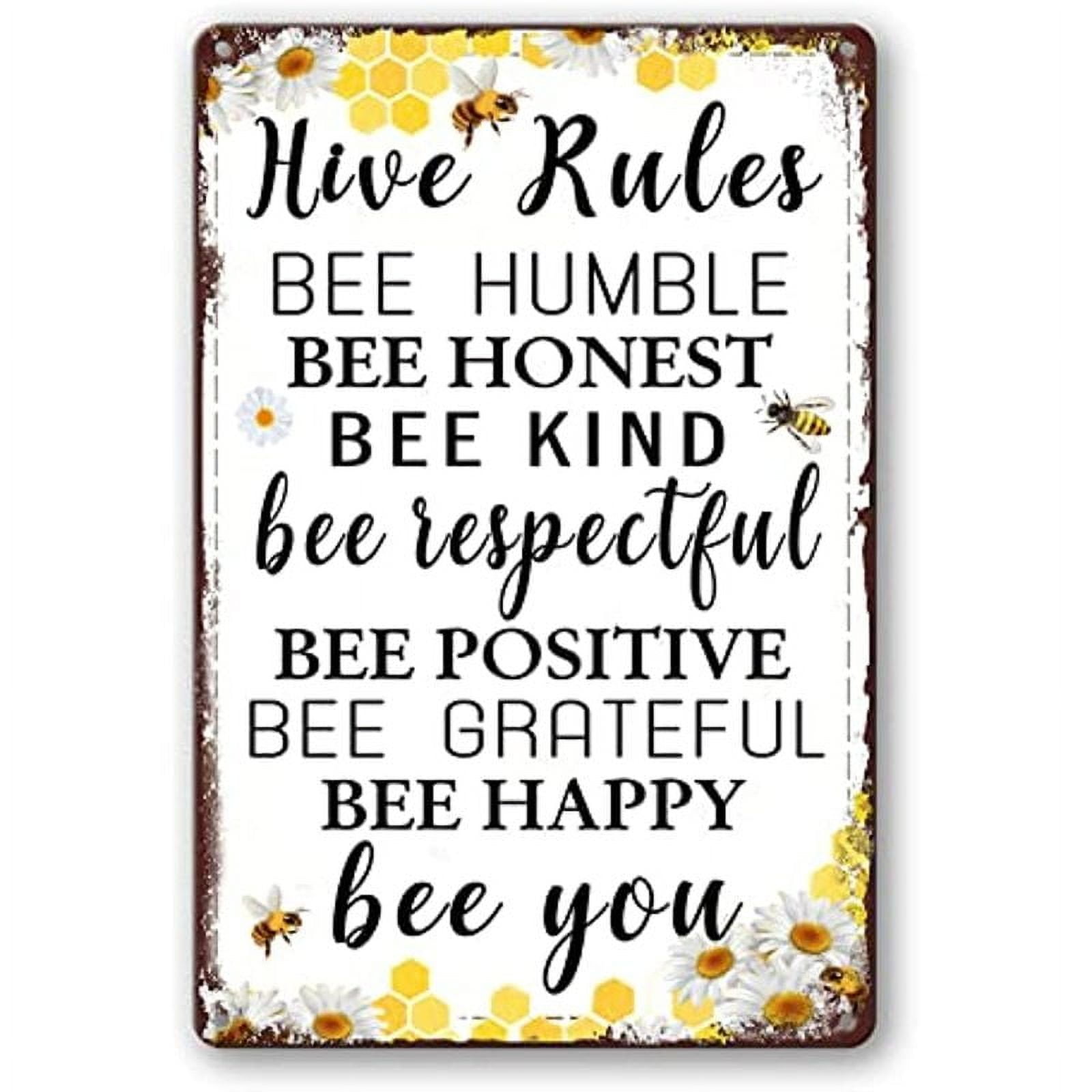tin decor, Bee Garden Decor Bee Hive Rules Sign For Home Honey Bee ...