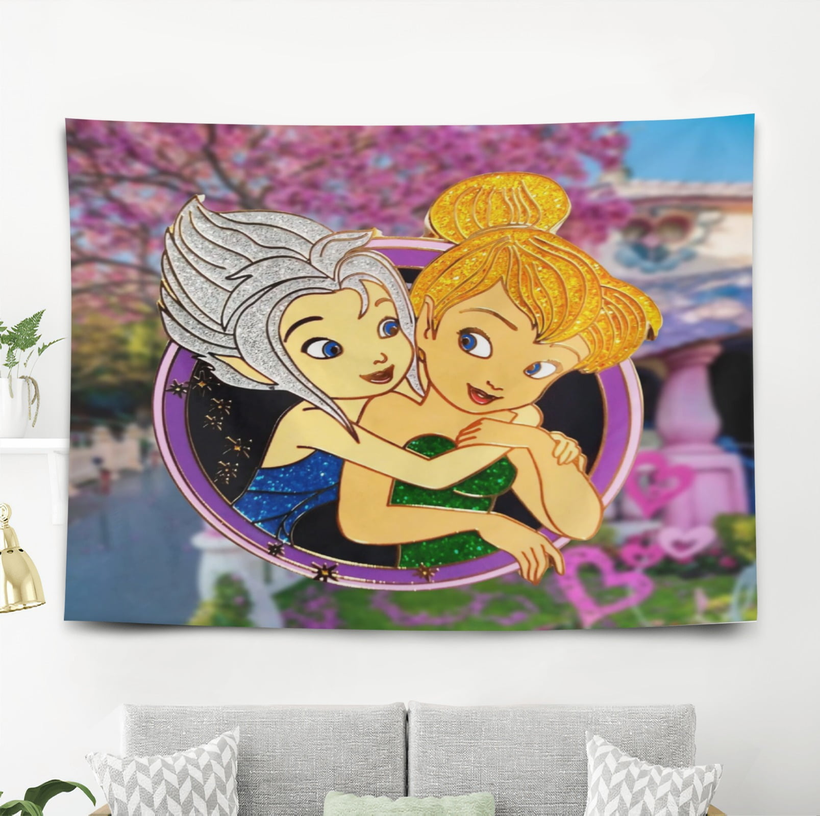 tinker bell Tapestry Gift Wall Hanging Backdrop for Room Bedroom Girls ...