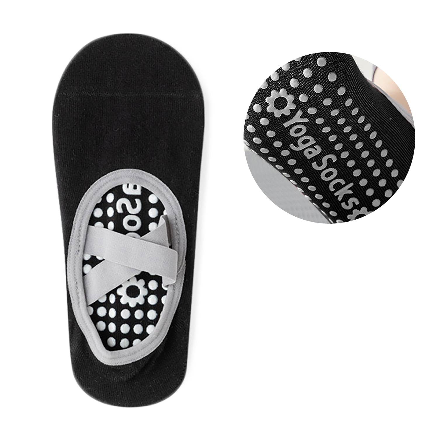 tipp Yoga Socks for Women, Cotton Elastic, Cross Strap Design, Black ...
