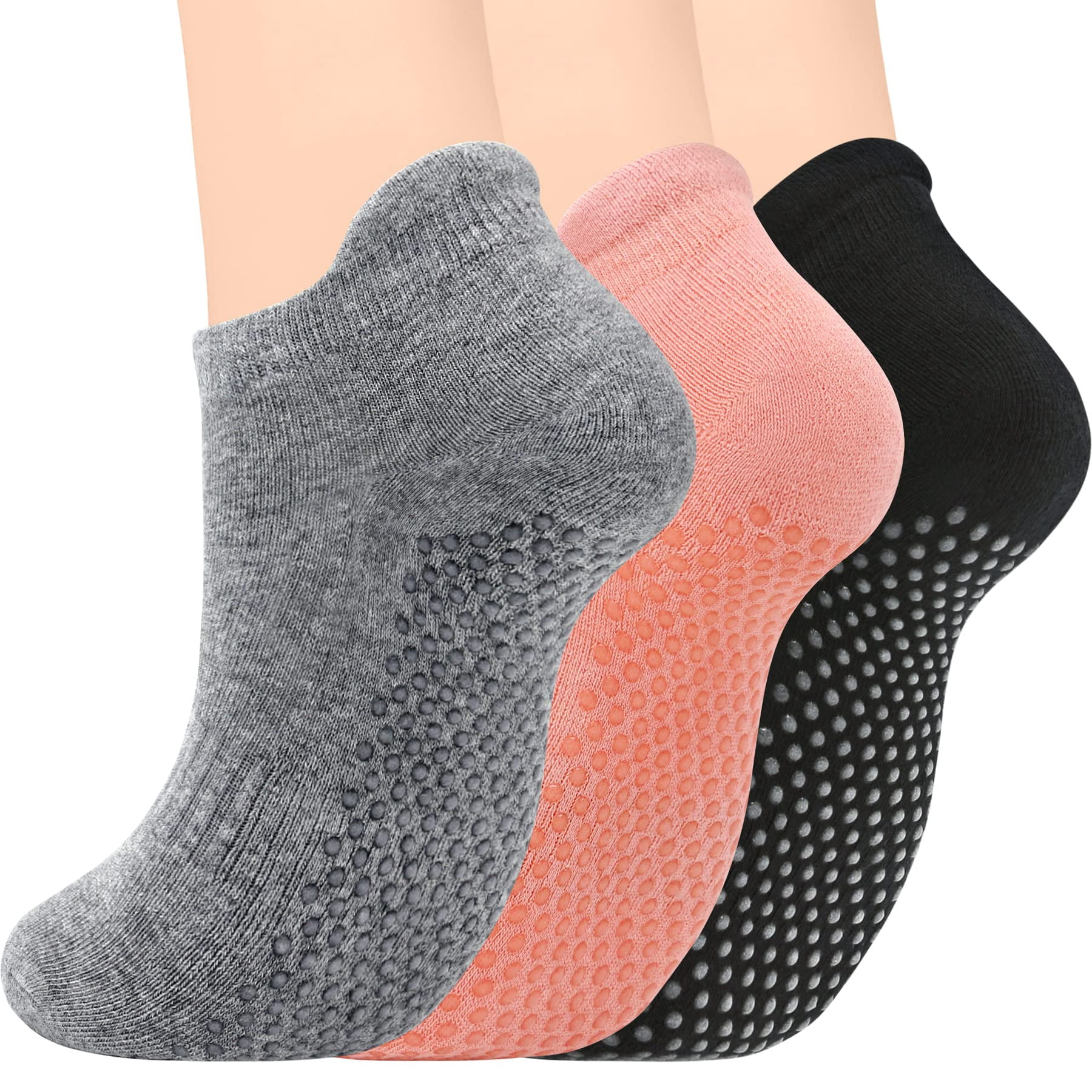 tipp Non Slip Yoga Socks with Grips,Ankle Athletic Short Cotton Socks ...